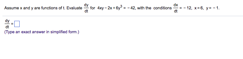 Solved dy dt dt dy dt (Type an exact answer in simplified | Chegg.com