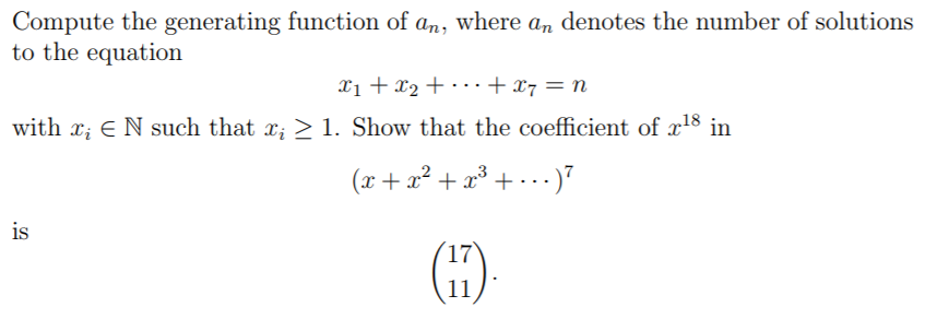 Solved Compute the generating function of an, where an | Chegg.com
