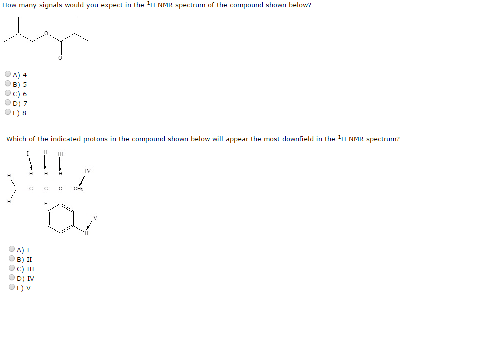 Solved How many signals would you expect in the 1H | Chegg.com