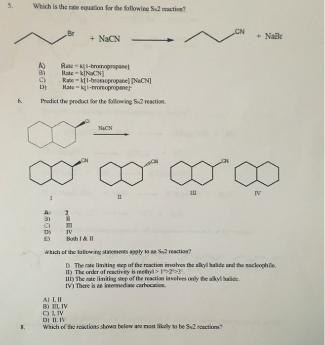 Solved Which is the rate equation for the following S_N2 | Chegg.com