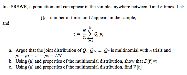 Solved In a SRSWR, a population unit can appear in the | Chegg.com