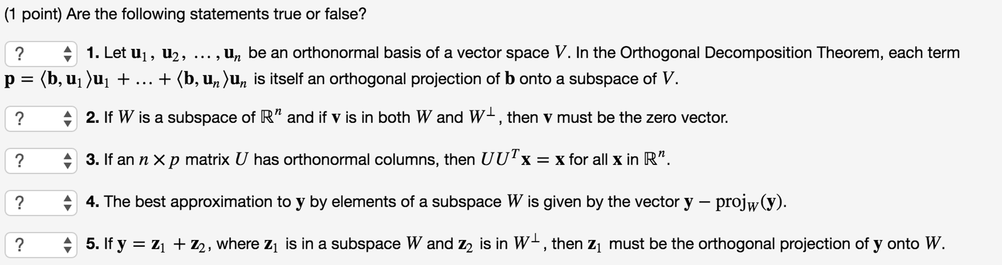 Solved Are the following statements true or false? Let u_1, | Chegg.com