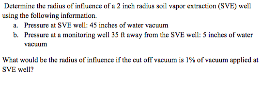 Solved Determine the radius of influence of a 2 inch radius | Chegg.com