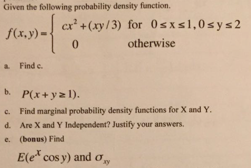 Solved Given the following probability density function. | Chegg.com