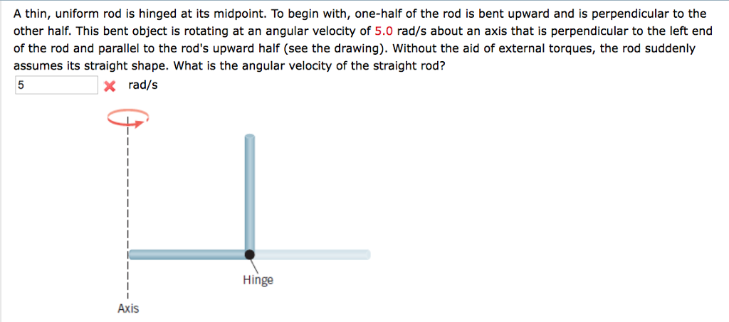 Solved A thin, uniform rod is hinged at its midpoint. To | Chegg.com