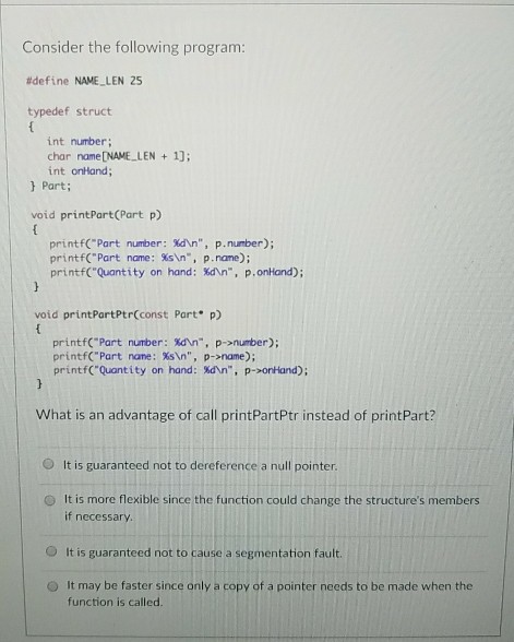 Solved Consider the following program #define NAME-LEN 25 | Chegg.com