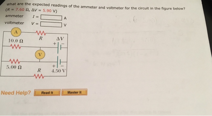 Solved What are the expected readings of the ammeter and | Chegg.com