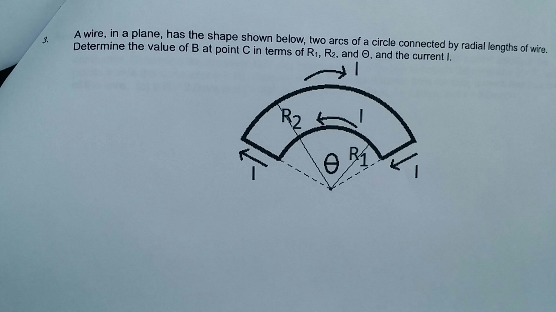 Solved A wire, in a plane, has the shape shown below, two | Chegg.com