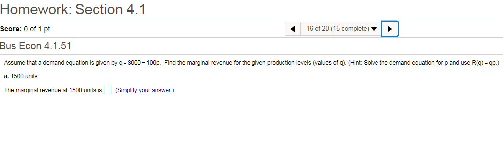 Solved Homework Section 4 1 Score 0 Of 1 Pt 16 Of 20 15