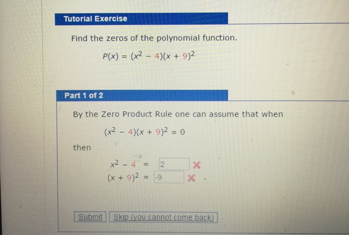 Solved Find The Zeros Of The Polynomial Function P X
