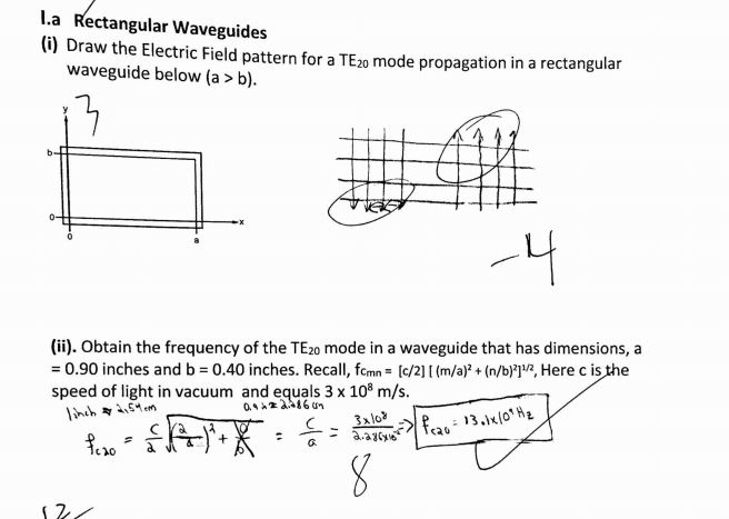 Solved Rectangular Waveguides (i) Draw the Electric Field | Chegg.com