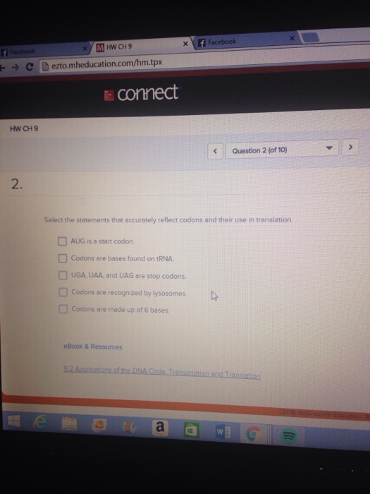 Solved Select the statements that accurately reflect codons | Chegg.com
