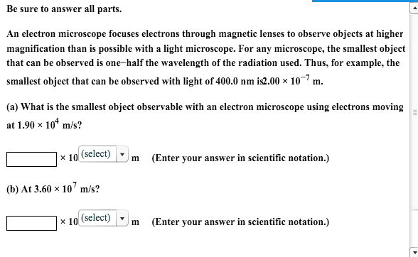 Solved An electron microscope focuses electrons through | Chegg.com