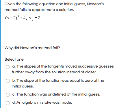 Solved Given the following equation and initial guess, | Chegg.com