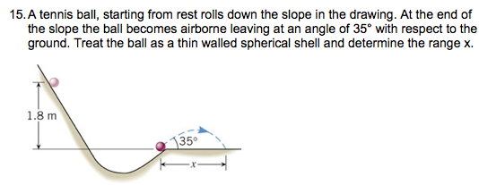 Solved 15.A tennis ball, starting from rest rolls down the | Chegg.com