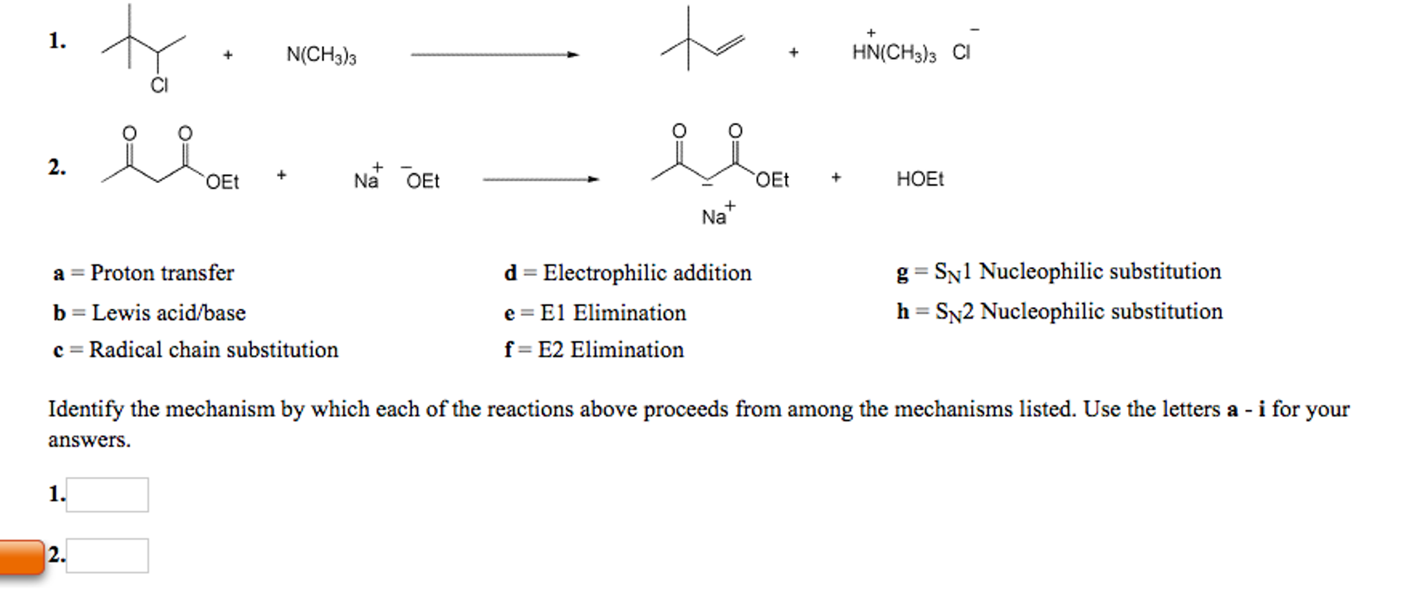 Solved 1. +N(CH3)3 HN(CH3)3 CI Cl OEt+ Na OEt OEt + +HOE Na | Chegg.com