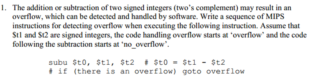 Solved The addition or subtraction of two signed integers | Chegg.com