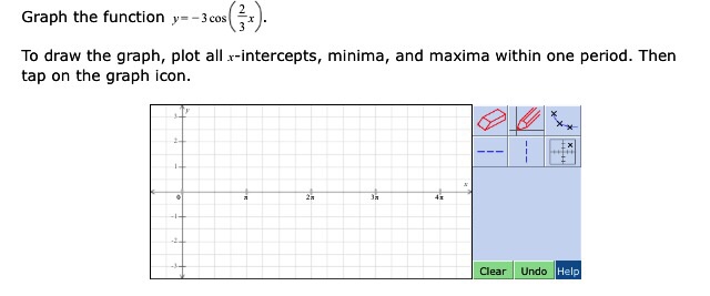 Solved Graph the function Y=--3cos(2/3X). To draw the graph, | Chegg.com