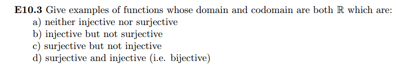 Solved Give examples of functions whose domain and codomain | Chegg.com