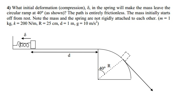Solved What initial deformation (compression), 5, in the | Chegg.com