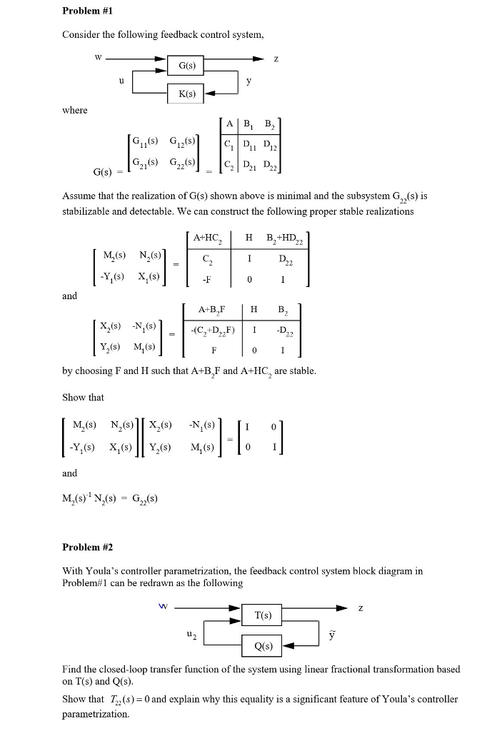 Solved Problem 1 Consider The Following Feedback Control 5451