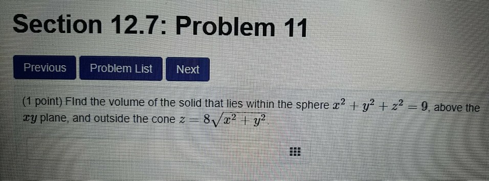 Solved Section 12.7: Problem 11 Previous Problem ListNext (1 | Chegg.com