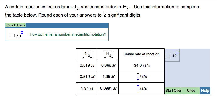 Solved A certain reaction is first order in N2 and second | Chegg.com