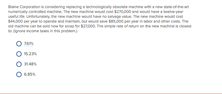 Solved Blaine Corporation is considering replacing a | Chegg.com