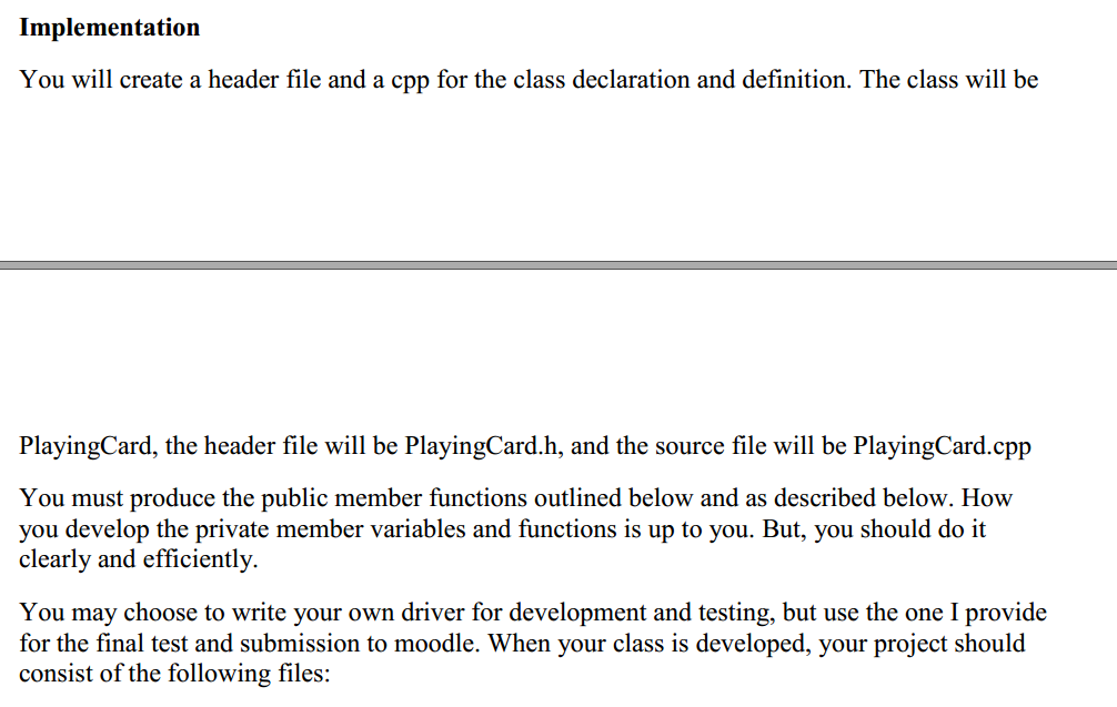 Solved Playing Card and Hand Classes C++ Programing Part 1 - | Chegg.com