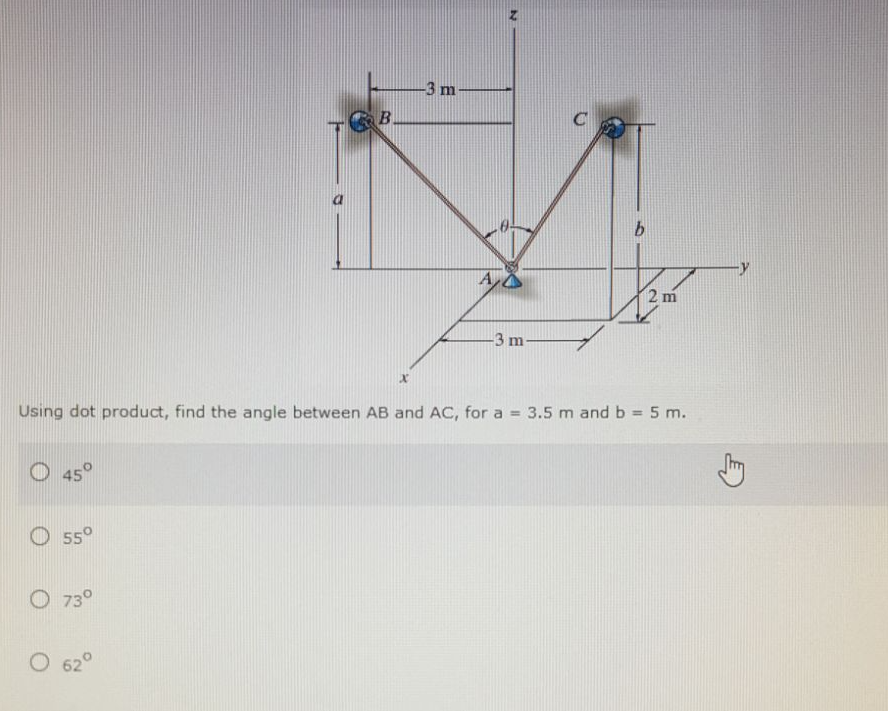 Solved Using dot product, find the angle between AB and | Chegg.com