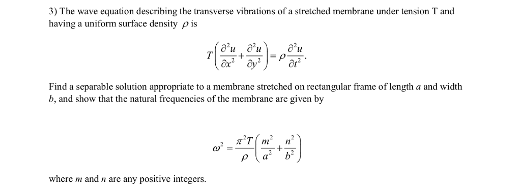 Solved 3) The wave equation describing the transverse | Chegg.com