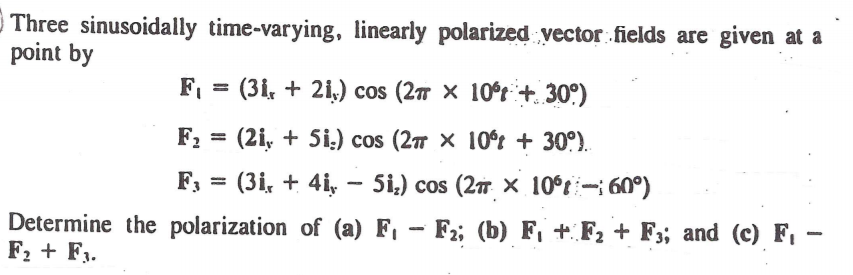 Solved Three sinusoidally time-varying, linearly polarized | Chegg.com