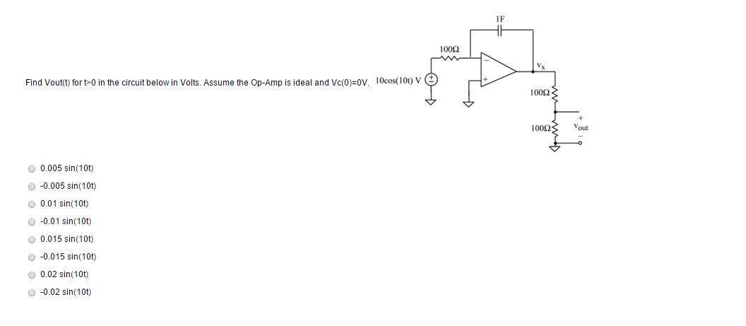 Solved Find Vout(t) for t > 0 in the circuit below in Volts. | Chegg.com