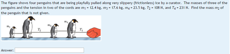Solved The figure shows four penguins that are being | Chegg.com