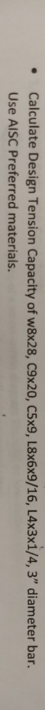 Solved . Calculate Design Tension Capacity of w8x28, C9x20, | Chegg.com