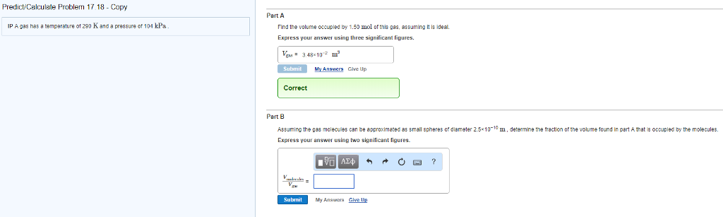 Solved Predict Calculate Problem 17 18 -Copy Part A IP A gas | Chegg.com