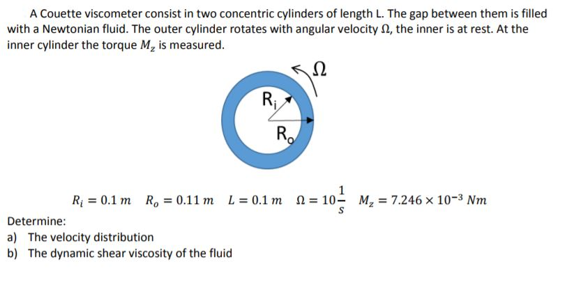 Solved A Couette viscometer consist in two concentric | Chegg.com