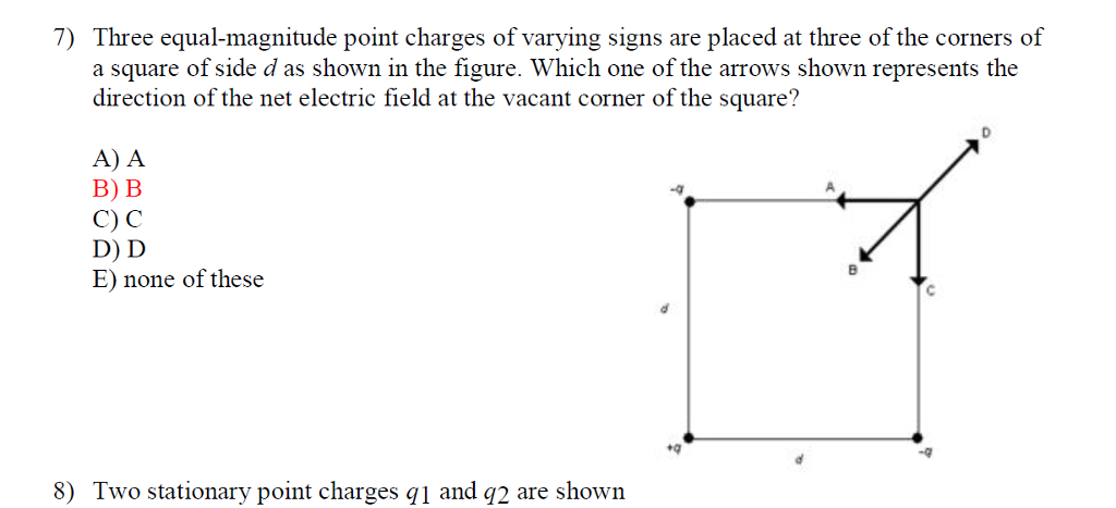 Solved 7) Three equal-magnitude point charges of varying | Chegg.com