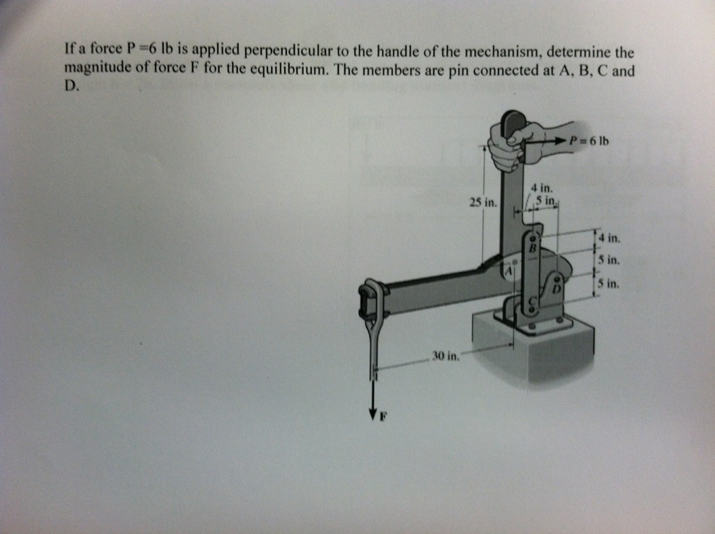 Solved If a force P = 6 lb is applied perpendicular to the | Chegg.com