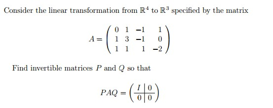 consider the linear transformation from R4 to R3 | Chegg.com
