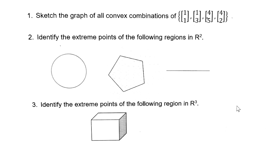 Solved 1 Sketch The Graph Of All Convex Combinations Of 