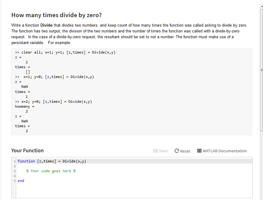 Solved How many times divide by zero? Write a function | Chegg.com