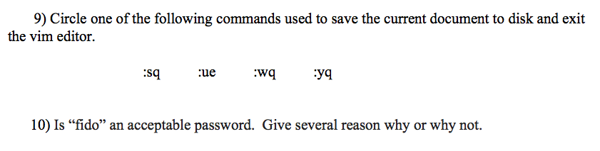 Solved Circle one of the following commands used to save the | Chegg.com