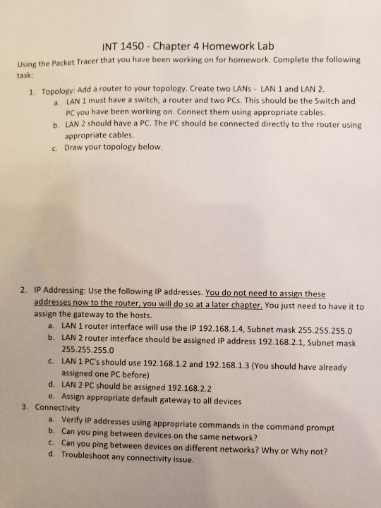 Solved Int 1450 Chapter 4 Homework Lab Using The Packet