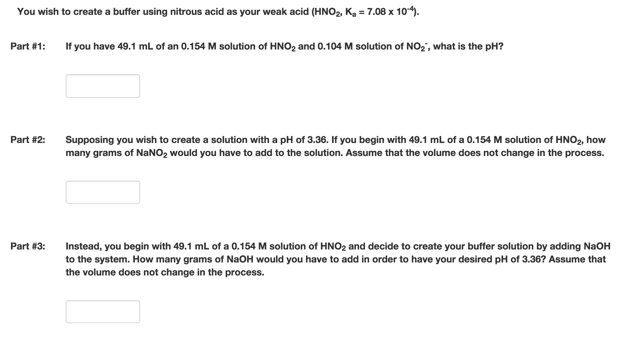 Solved thank you You wish to create a buffer using nitrous | Chegg.com