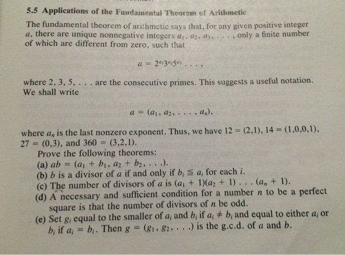 Solved The fundamental theorem of arithmetic says that, for | Chegg.com