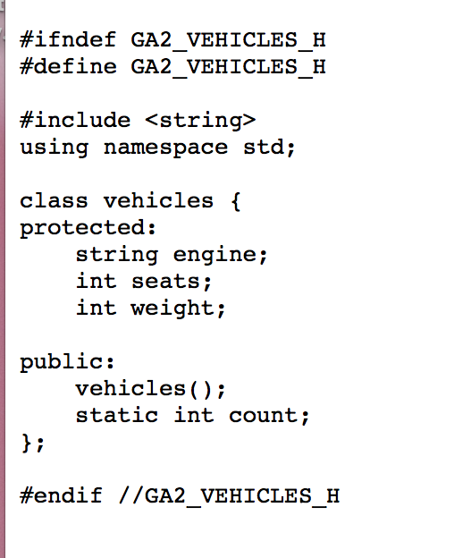 Solved Using the given class header file (vehicles.h), you | Chegg.com