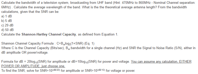 Solved Calculate the bandwidth of a television system, | Chegg.com
