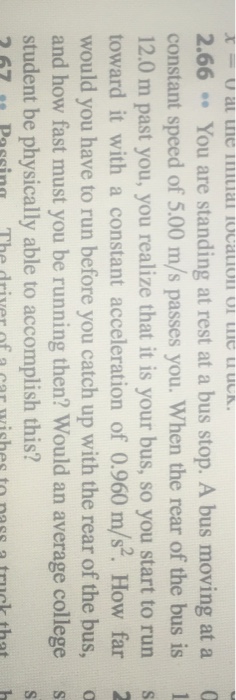 Solved You are standing at rest at a bus stop. A bus moving | Chegg.com