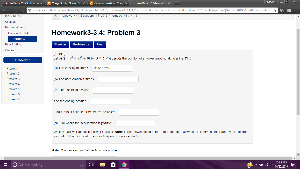 Solved Let s(t) = t^4- 4t^3 + 8t for 0 lessthanorequalto t | Chegg.com